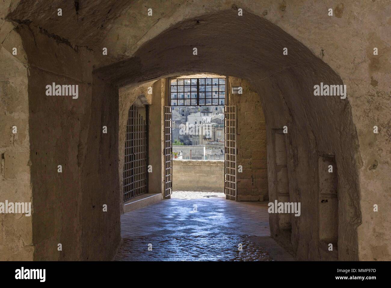 MATERA, ITALY - AUGUST 24 2017: View of Matera from the historic ...
