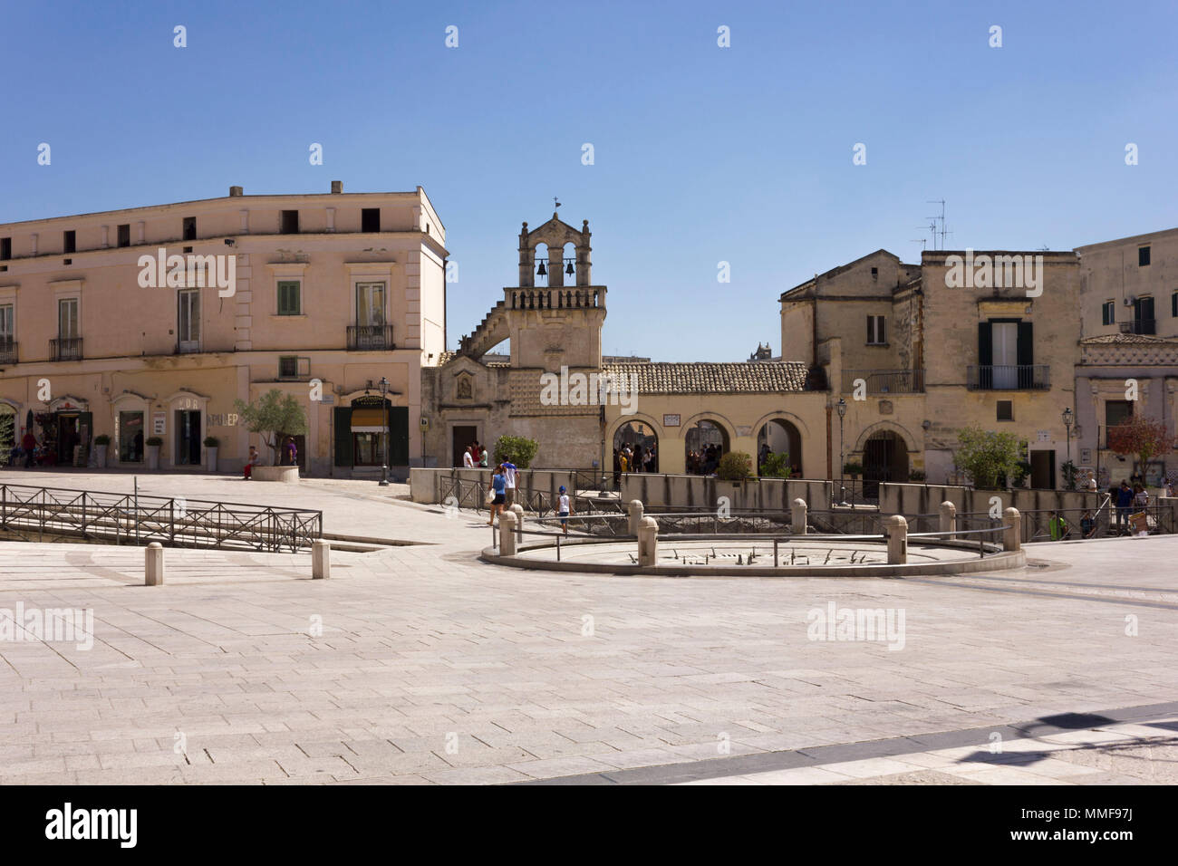 MATERA, ITALY - AUGUST 24 2017: Matera city centre square, facing ...