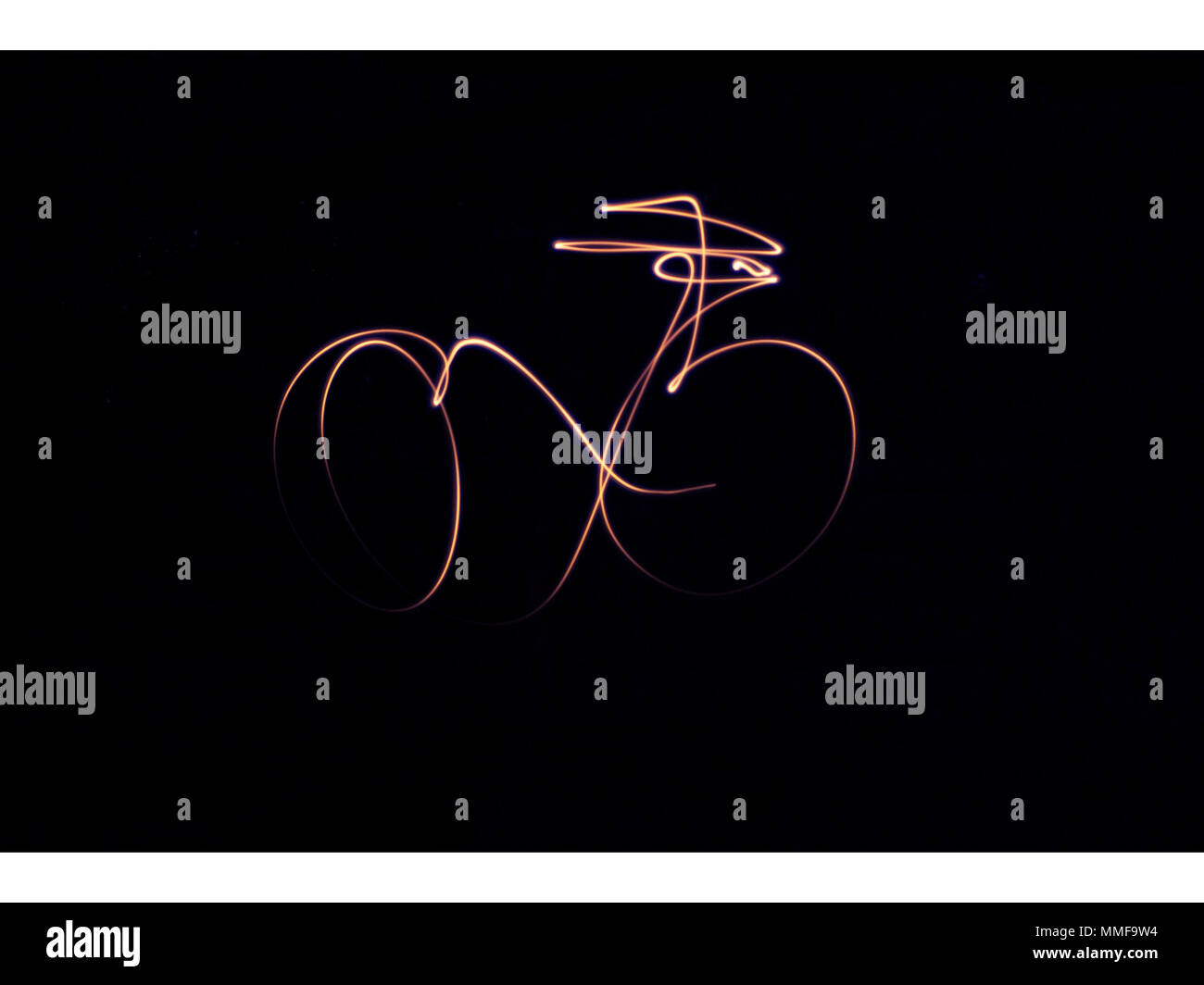 Bicycle Drawn with Long Exposure and Pitch darkness Stock Photo - Alamy