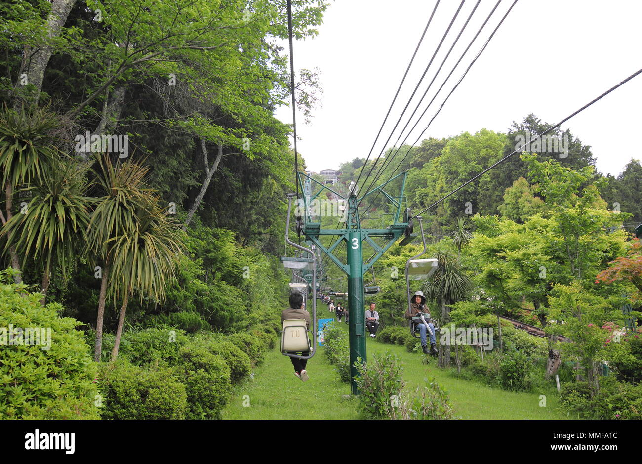 People take lift to Amanohashidate Kasamatsu park Kyoto Japan ...