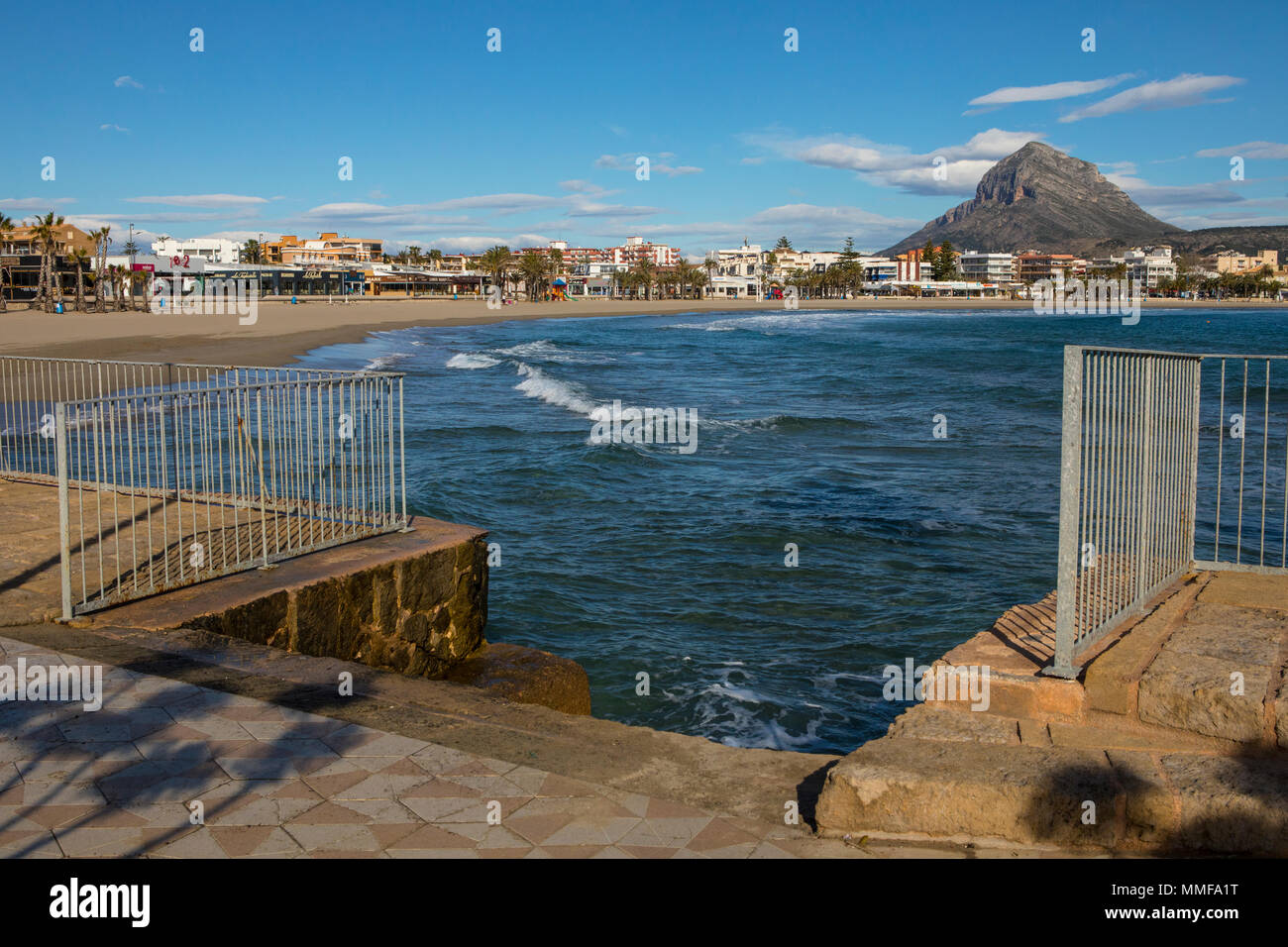 XABIA, SPAIN - APRIL 12TH 2018: A view of the magnificent Arenal beach ...