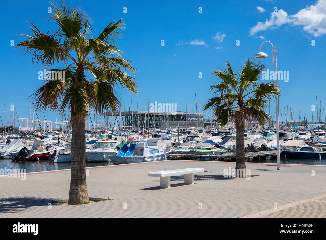 DENIA, SPAIN - APRIL 12TH 2018: A view of the magnificent marina and ...