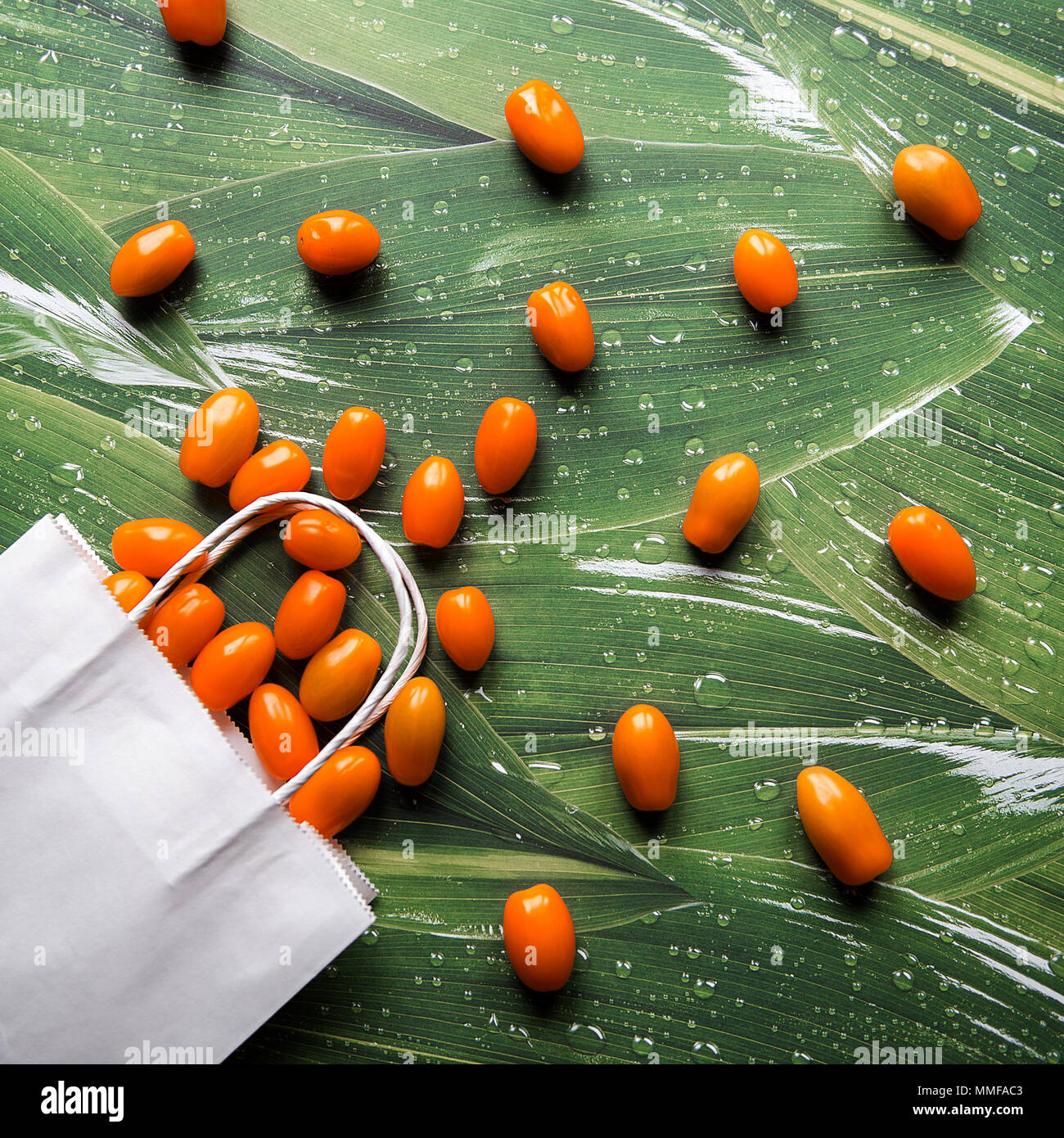 Conceptual ecco friendly flat lay with fresh produce Stock Photo - Alamy