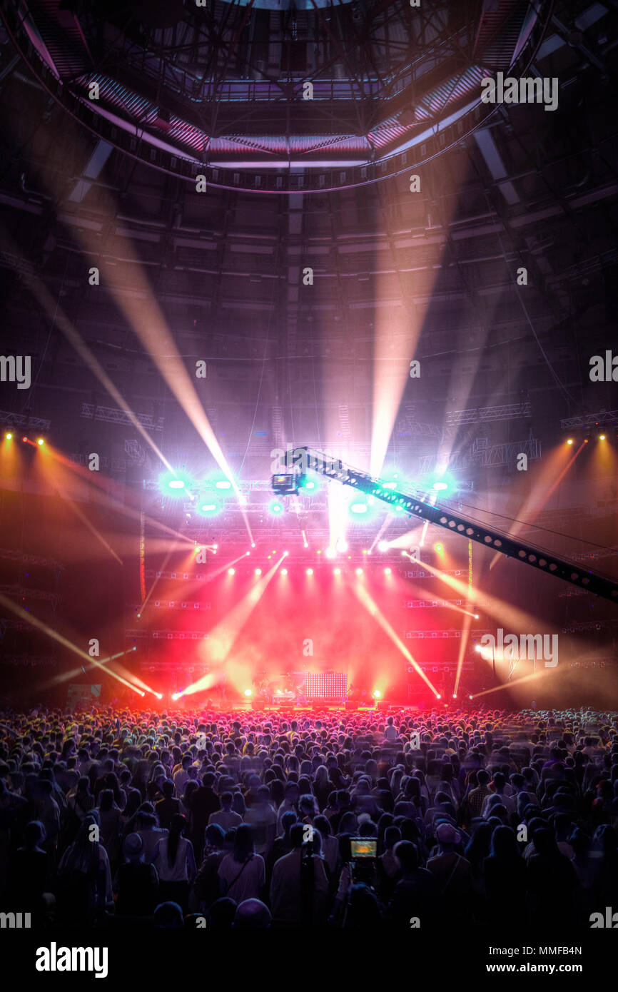 Concert in the closed hall with a picture on TV Stock Photo - Alamy