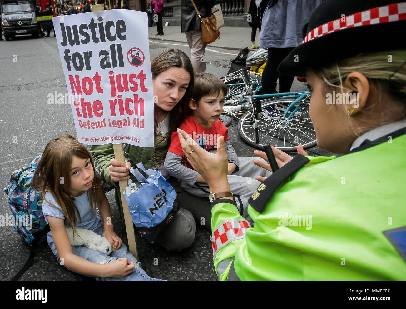 Protest in support of Legal Aid by UK Uncut campaign movement. London ...