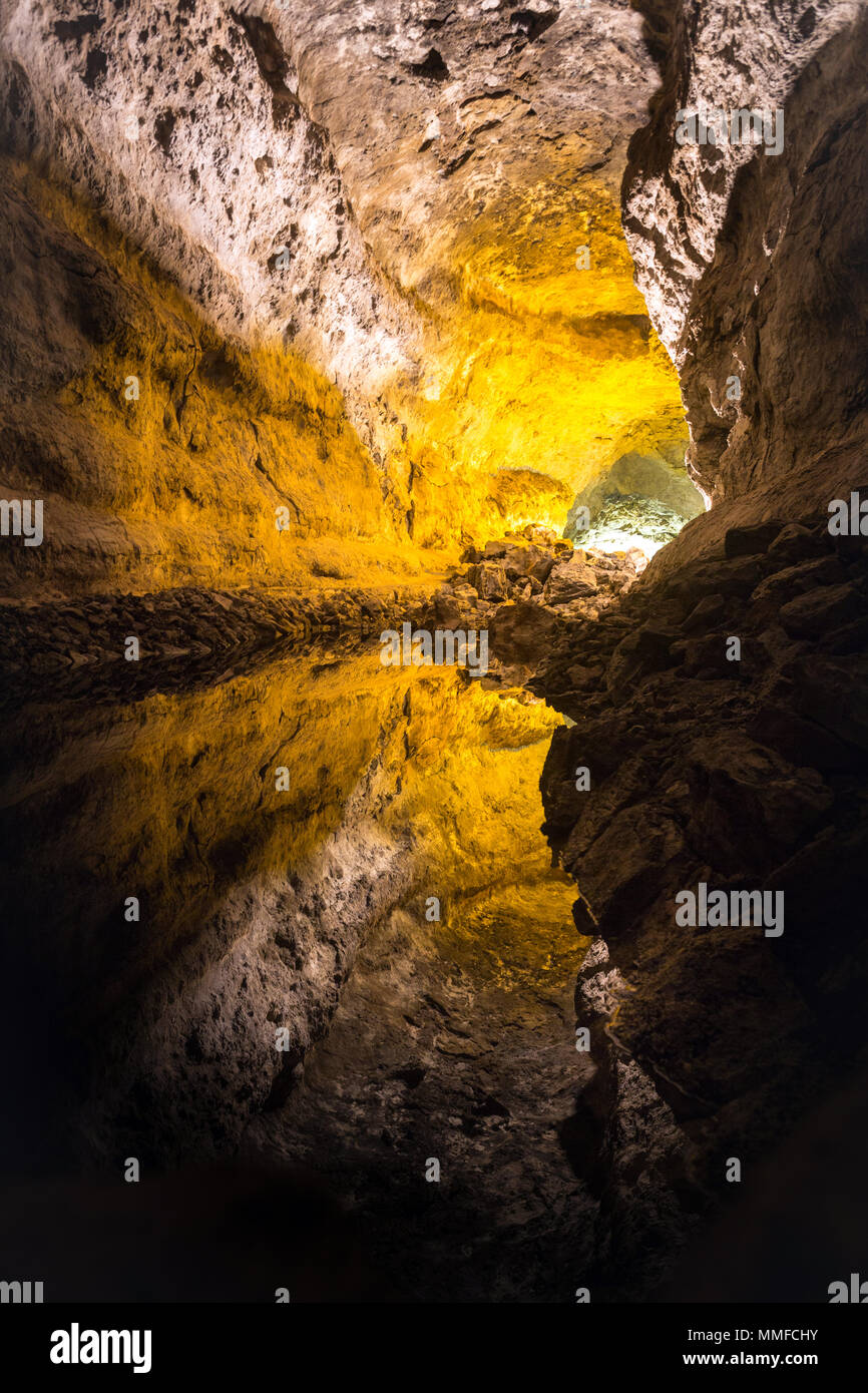 CUEVA DE LOS VERDES OR THE GREEN CAVES, LANZAROTE, CANARY ISLANDS ...