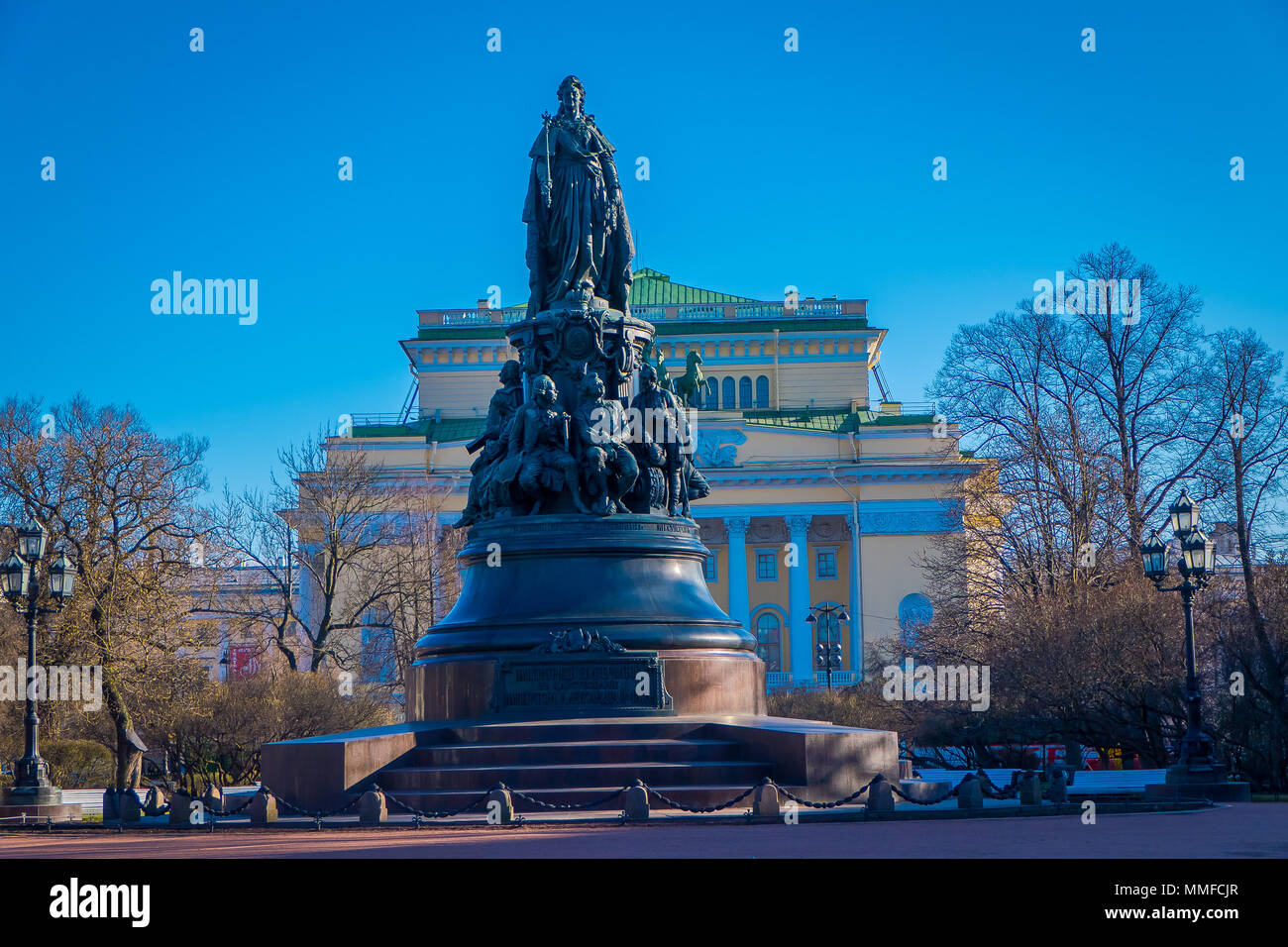 ST. PETERSBURG, RUSSIA, 01 MAY 2018: Monument to Catherine the Great on ...