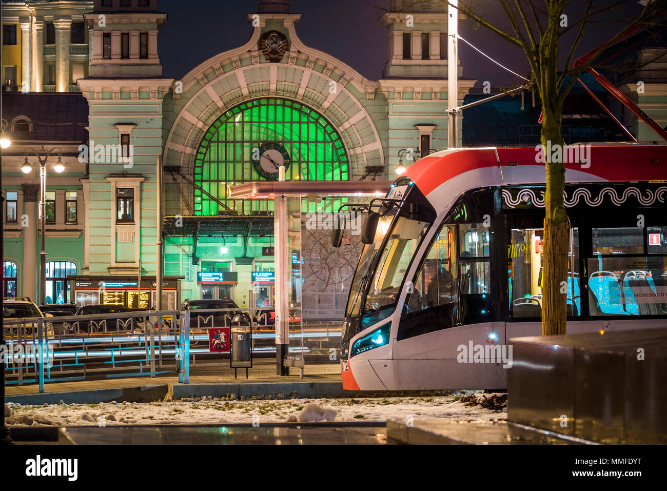 Russia, Moscow. Tram on Tverskaya Zastava Square Stock Photo - Alamy