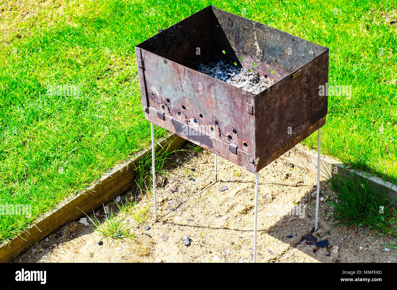 Metal box with ash. Studio Photo Stock Photo - Alamy