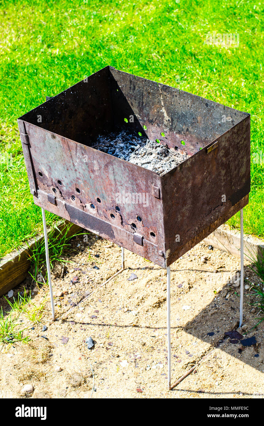 Metal box with ash. Studio Photo Stock Photo - Alamy