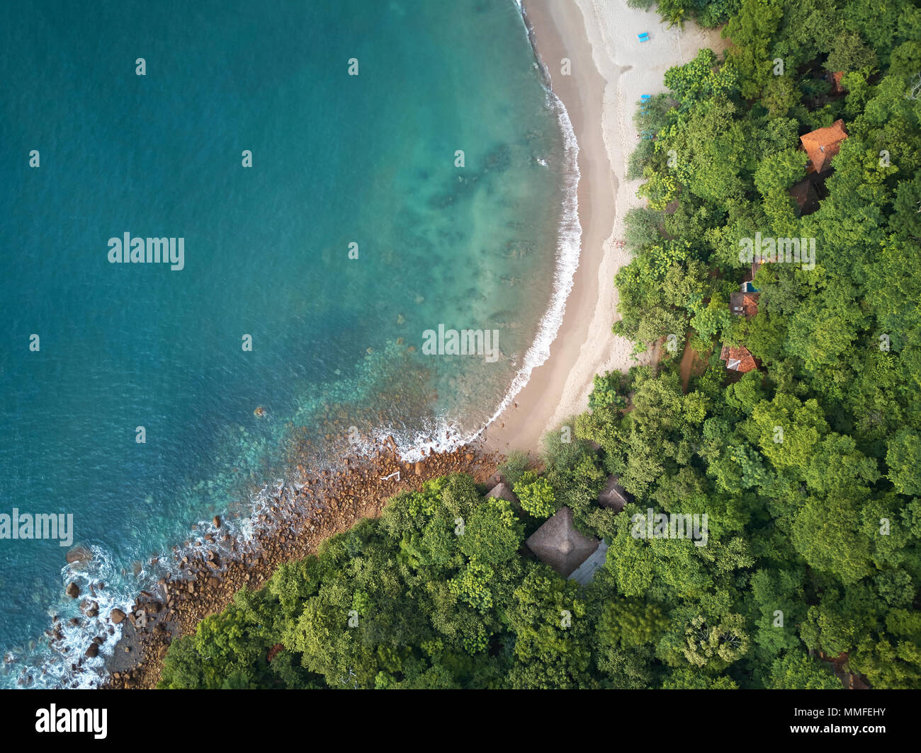 Aerial view of ocean beach above view. Colorful ea shore background ...