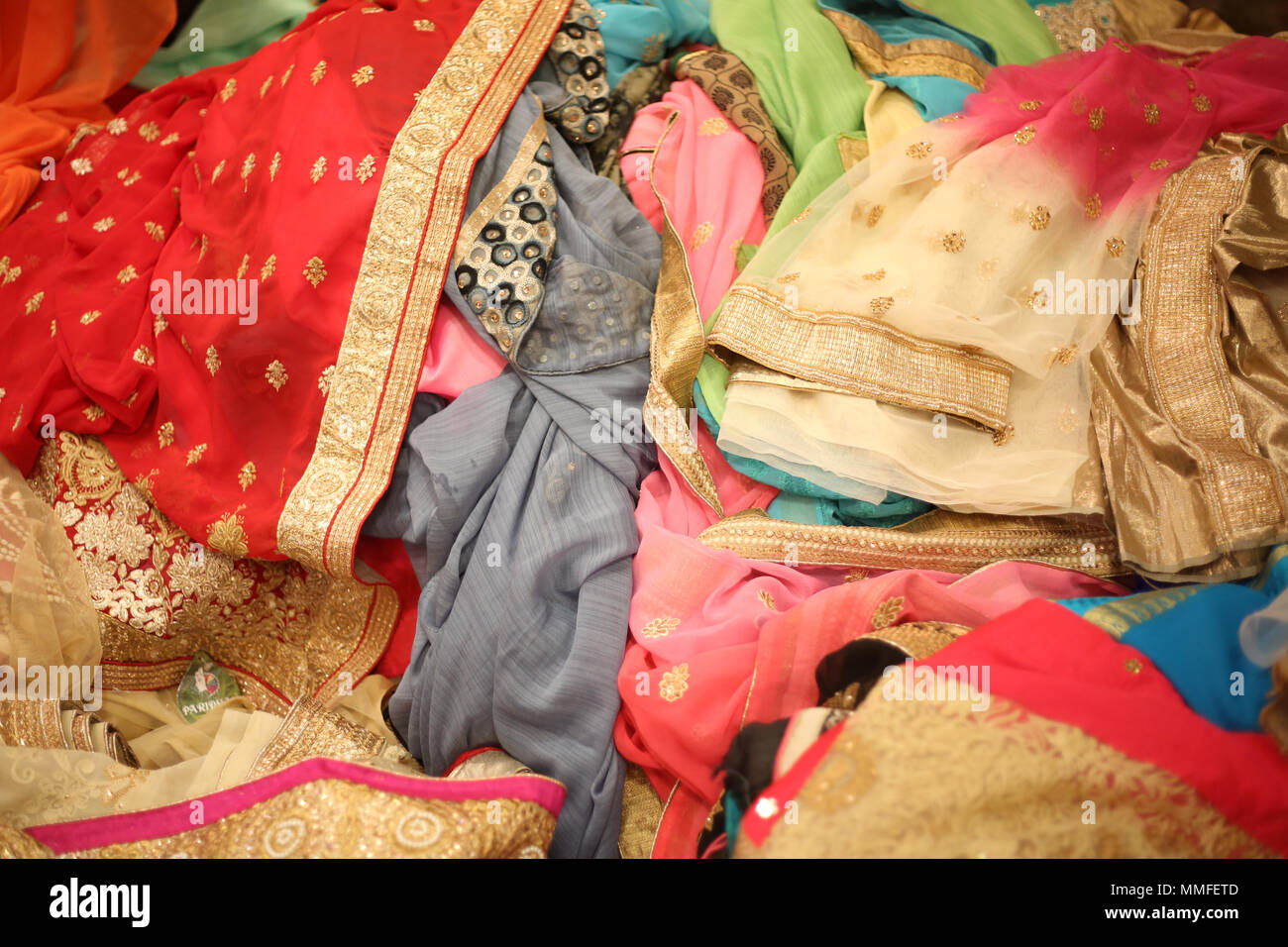 Colorful vintage sari fabric Stock Photo - Alamy