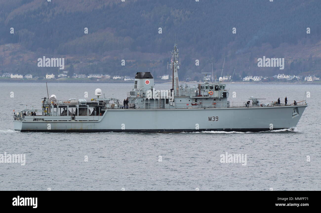 HMS Hurworth (M39), a Hunt-class mine countermeasures vessel operated ...