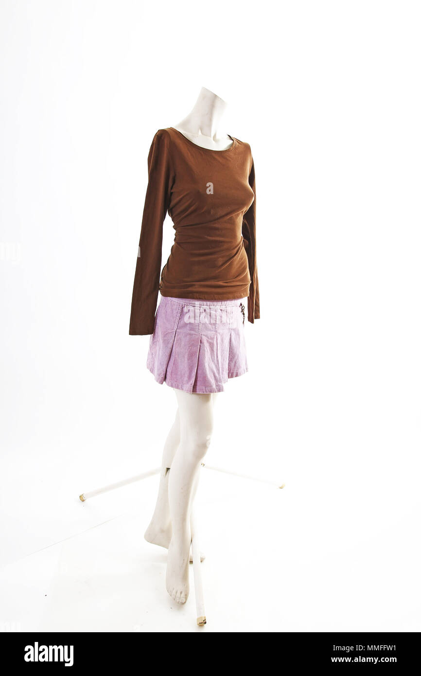 Dark top and purple mini skirt summer spring wear on mannequin full ...