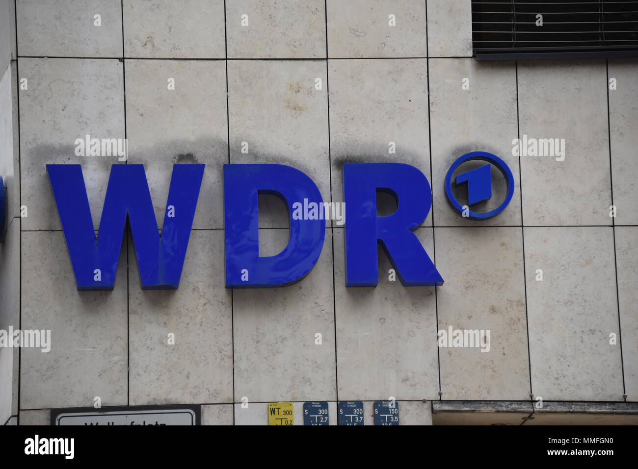 10 May 2018, Germany, Cologne: The logo of West German Broadcaster WDR ...