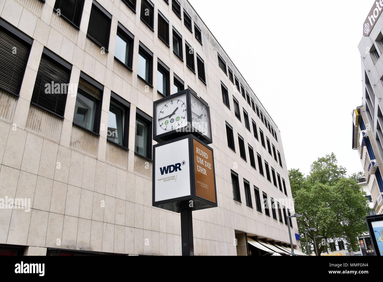 10 May 2018, Germany, Cologne: The logo of West German Broadcaster WDR ...