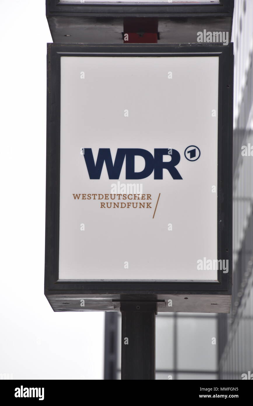 10 May 2018, Germany, Cologne: The logo of West German Broadcaster WDR ...