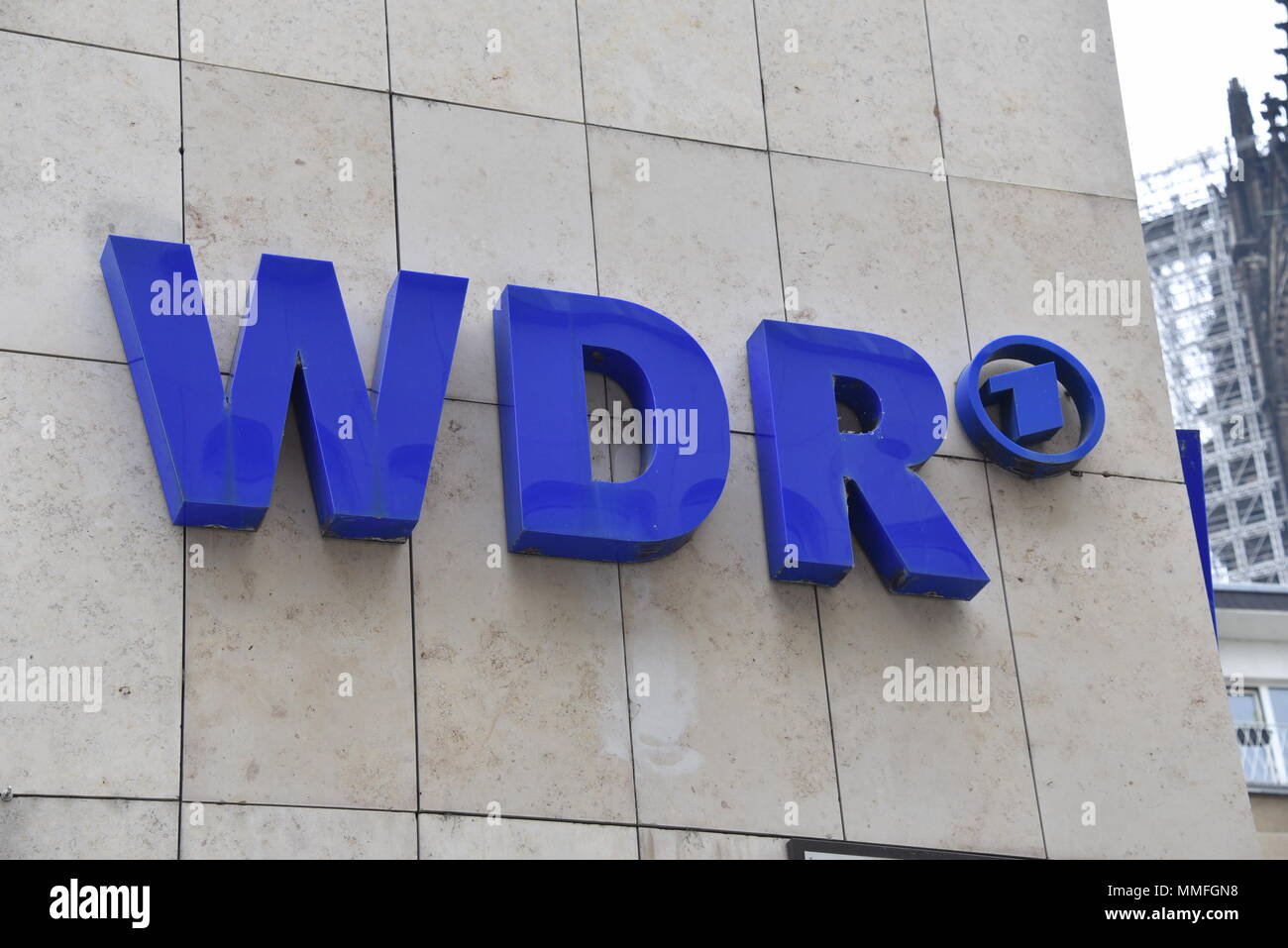 10 May 2018, Germany, Cologne: The logo of West German Broadcaster WDR ...