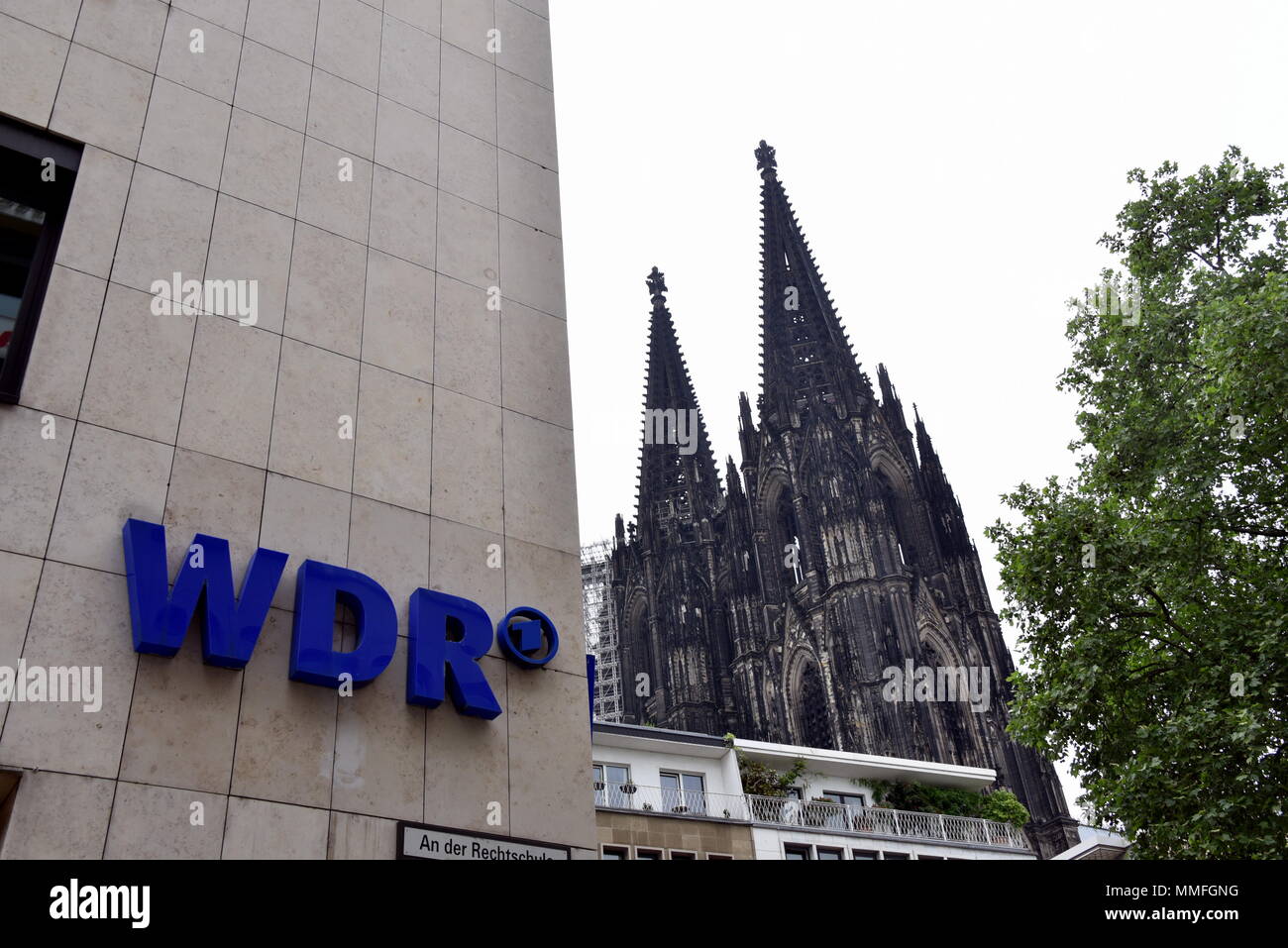 10 May 2018, Germany, Cologne: The logo of West German Broadcaster WDR ...