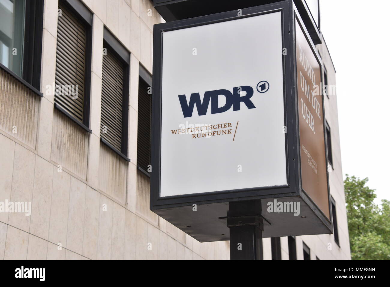 10 May 2018, Germany, Cologne: The logo of West German Broadcaster WDR ...