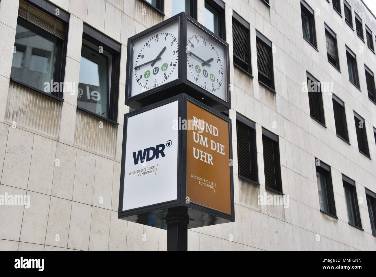 10 May 2018, Germany, Cologne: The logo of West German Broadcaster WDR ...