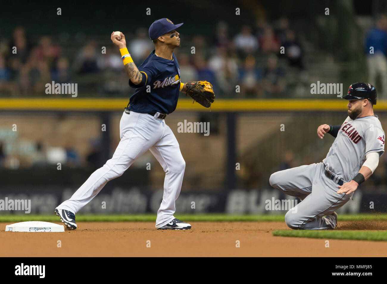 Milwaukee, WI, USA. 9th May, 2018. Milwaukee Brewers shortstop Orlando ...