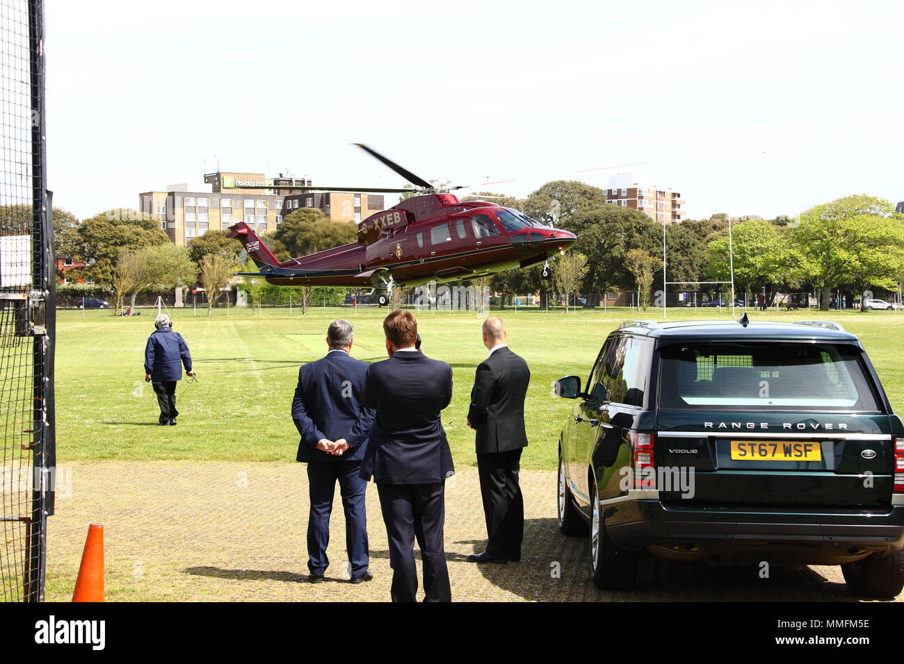 Portsmouth, UK. 11th May 2018. Princess Anne and the Queen's helicopter Credit: FSM Photography ...
