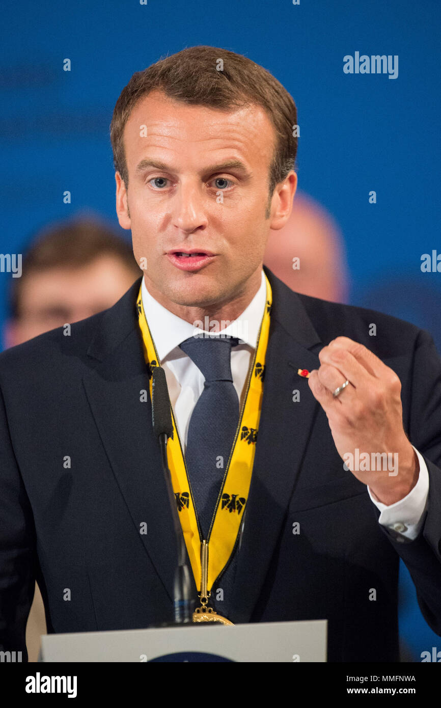 Aachen, Deutschland. 10th May, 2018. Award winner Emmanuel MACRON ...