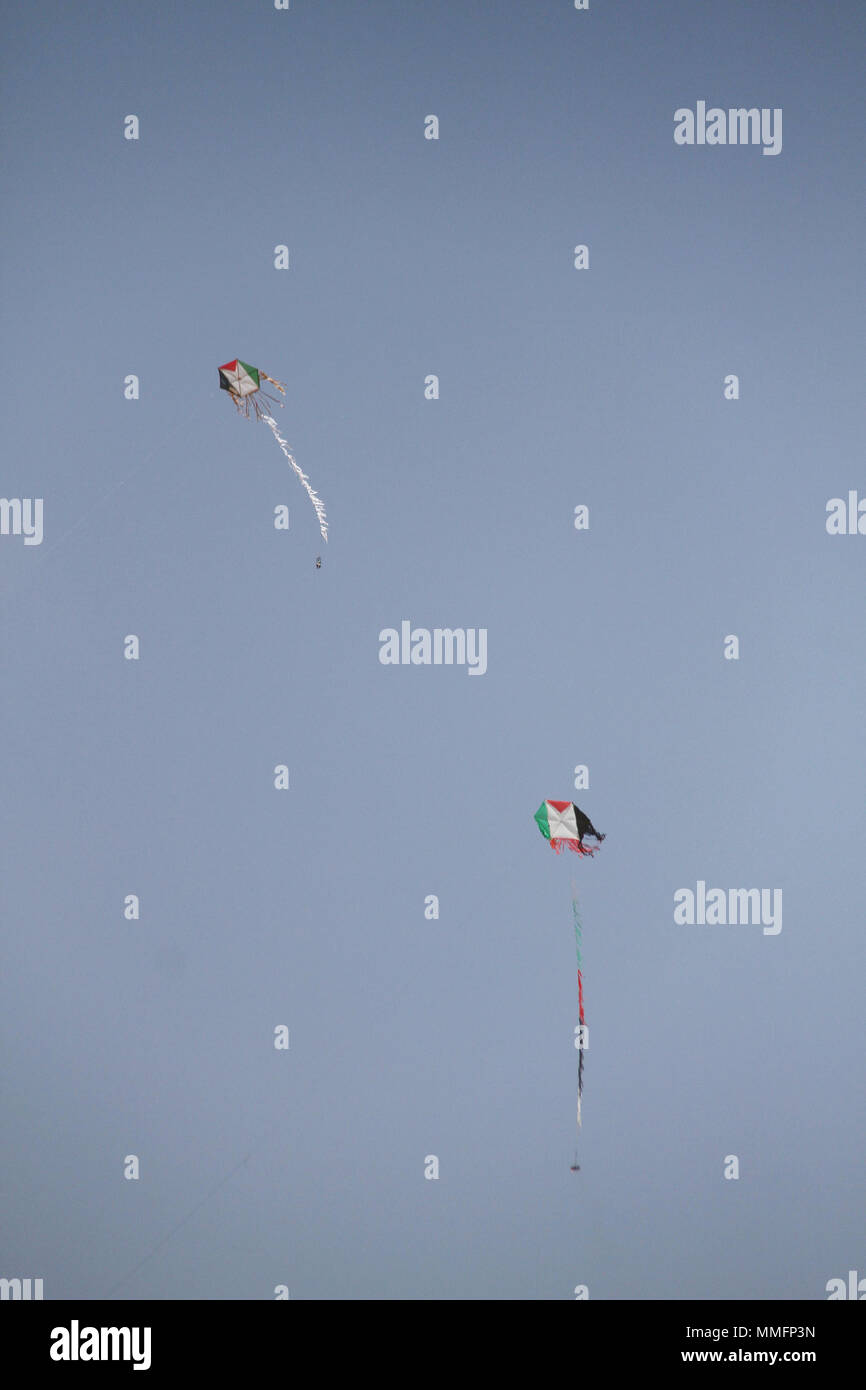 Gaza City, Gaza Strip, Palestinian Territory. 11th May, 2018. A kite ...