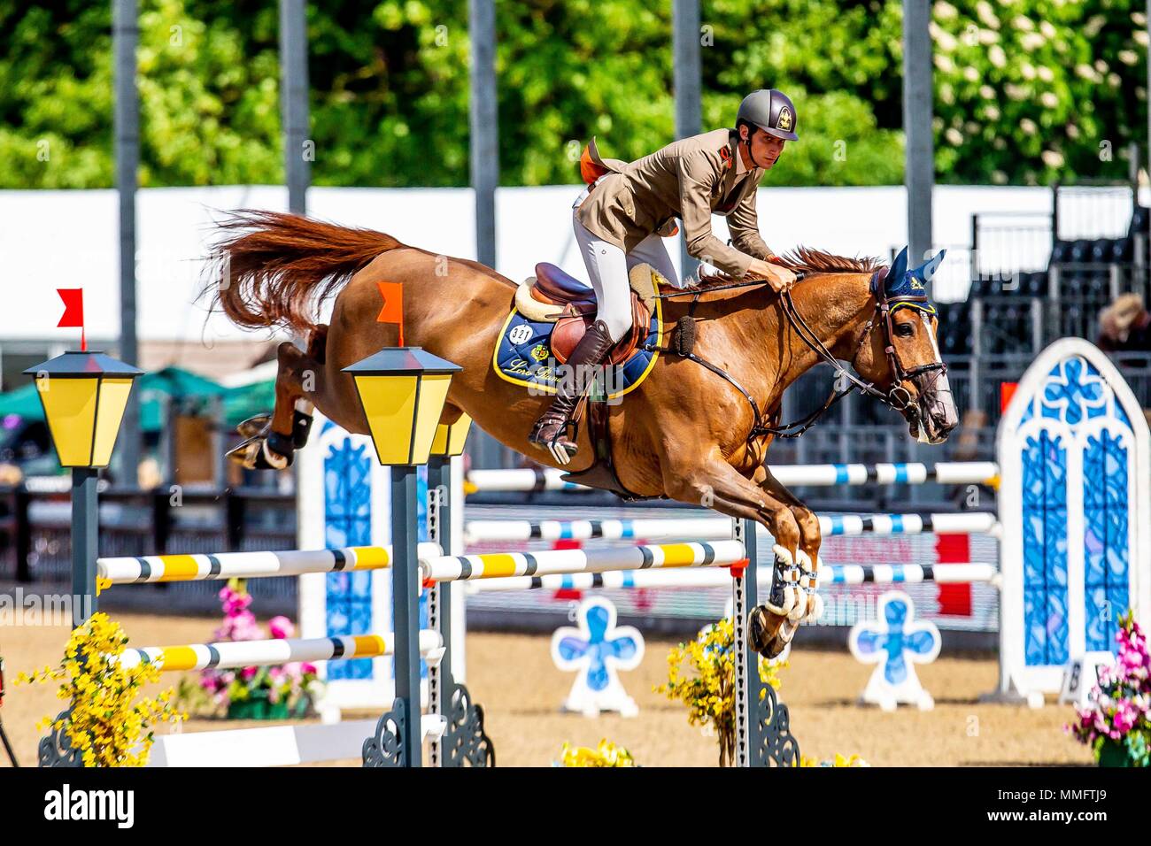 Windsor, UK. 11th May 2018. Day 3. Royal Windsor Horse Show. Windsor. Berkshire. UK. Showjumping ...