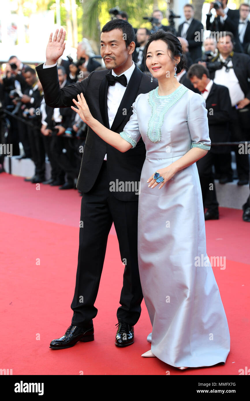 Cannes, France. 11th May, 2018. Chinese actor Liao Fan (L) and Chinese ...