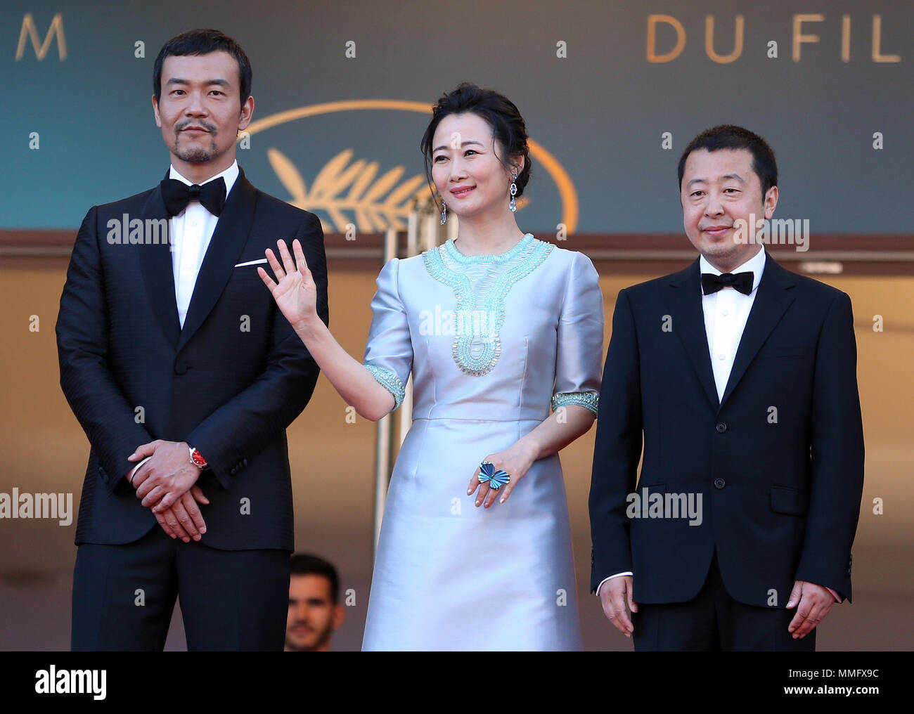 Cannes, France. 11th May, 2018. Chinese director Jia Zhangke (R ...