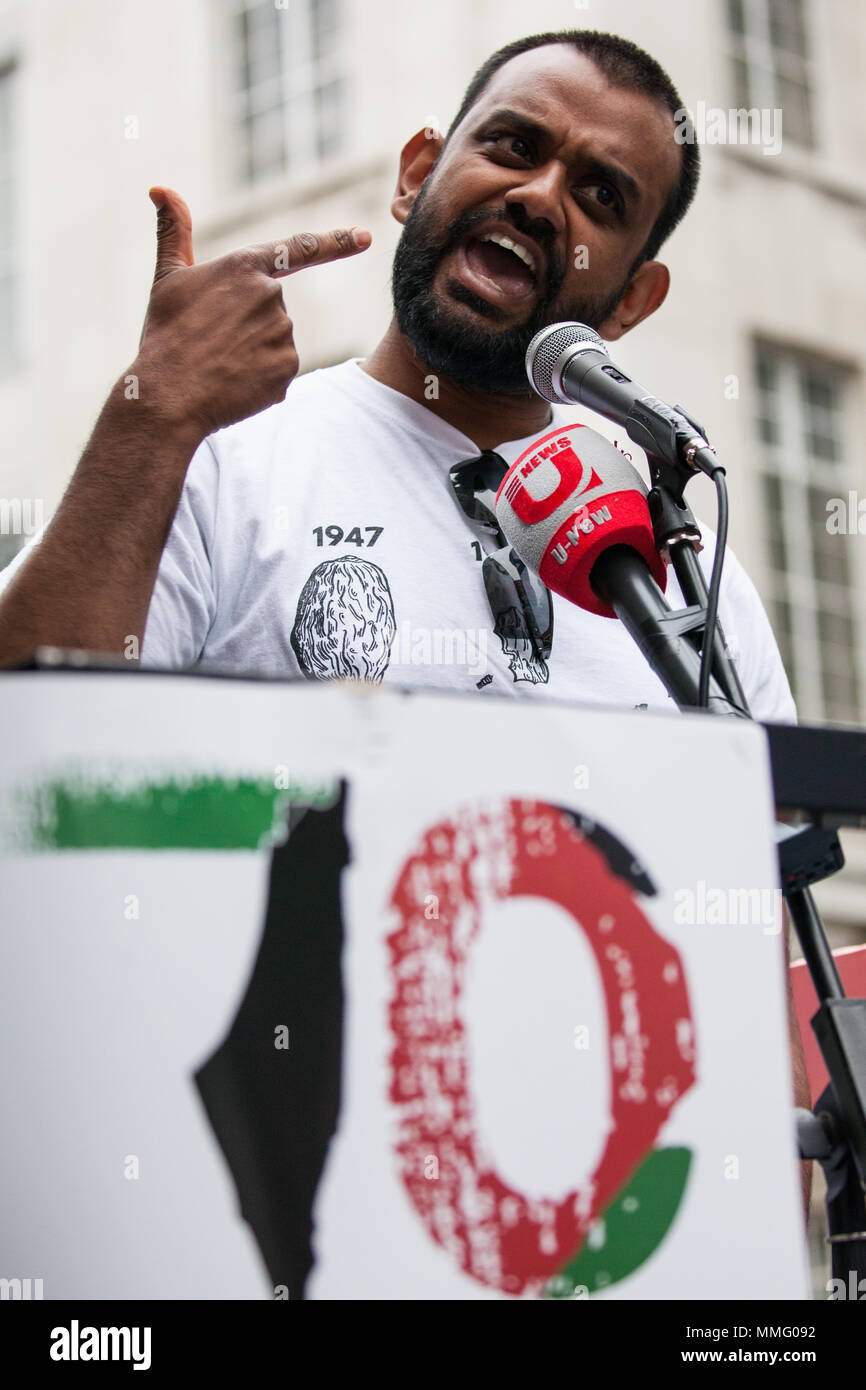 London, UK. 11th May, 2018. Shamiul Joarder of Friends of al-Aqsa ...