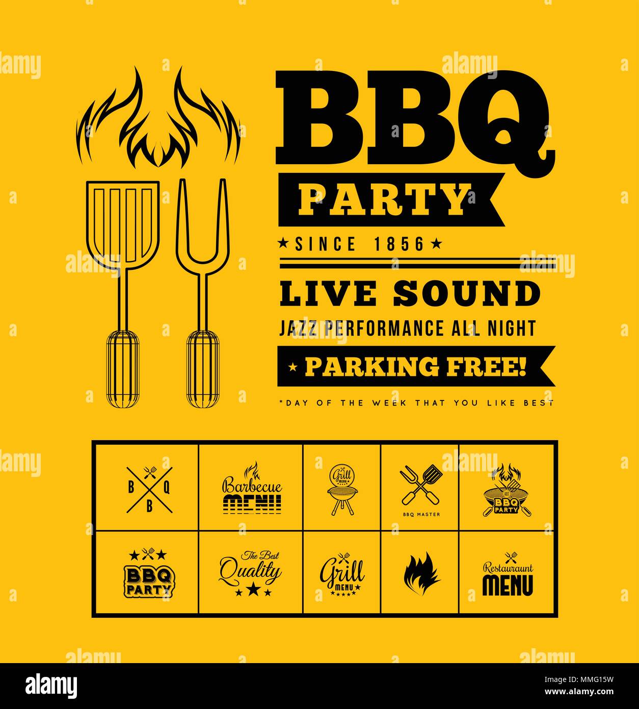 Barbecue party invitation design template hi-res stock photography and ...