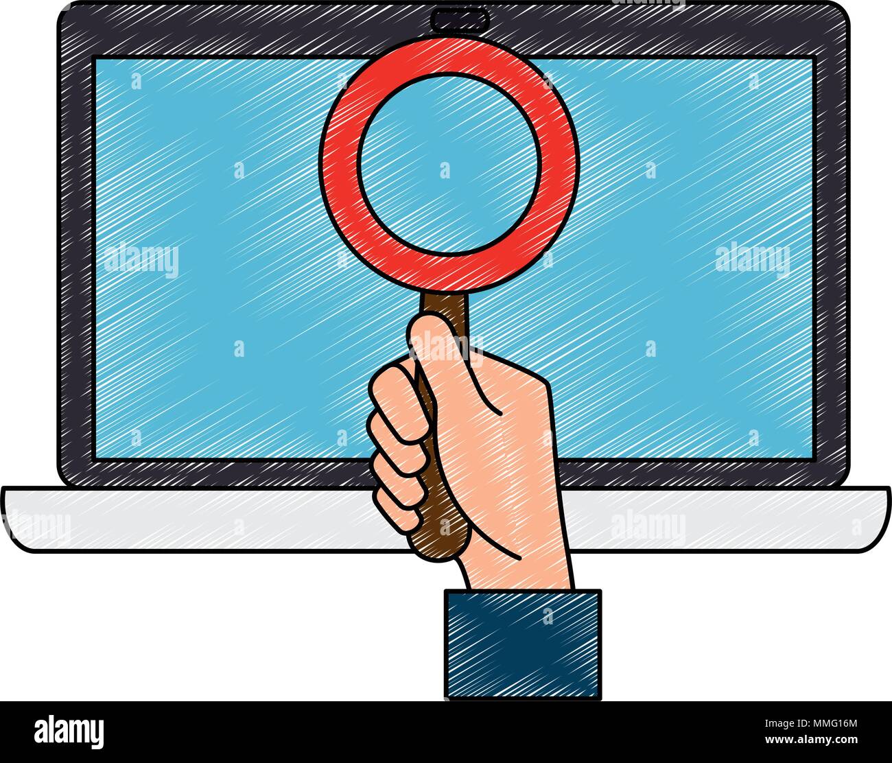 hand searching in computer laptop vector illustration design Stock ...