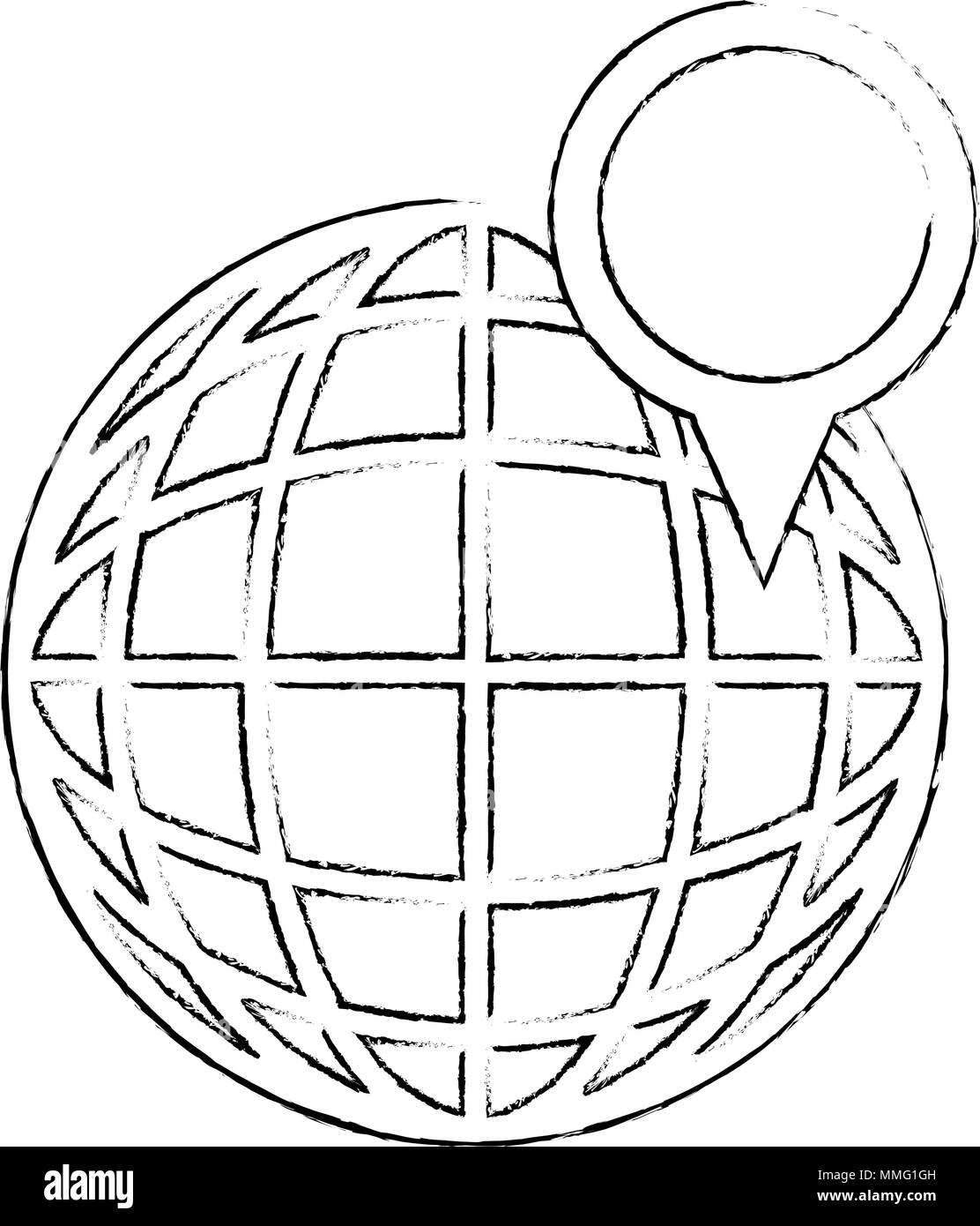 sphere planet with pin location vector illustration design Stock Vector ...