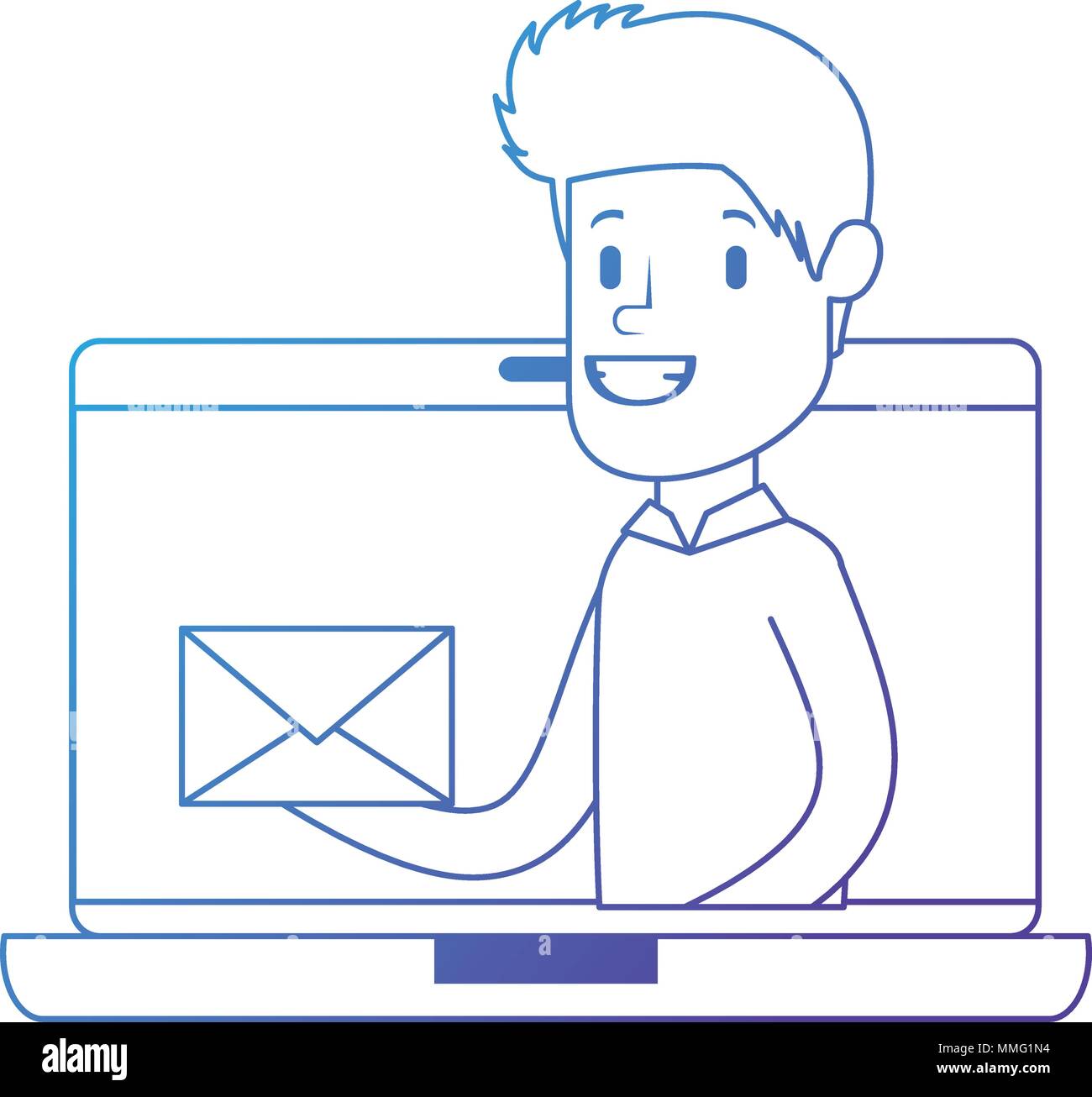 laptop with businessman sending email avatar vector illustration design ...