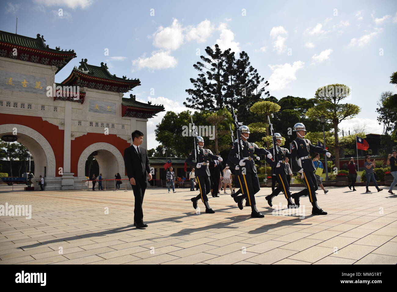 Military officers during the changing of the guard inside the National Revolutionary Martyrs ...
