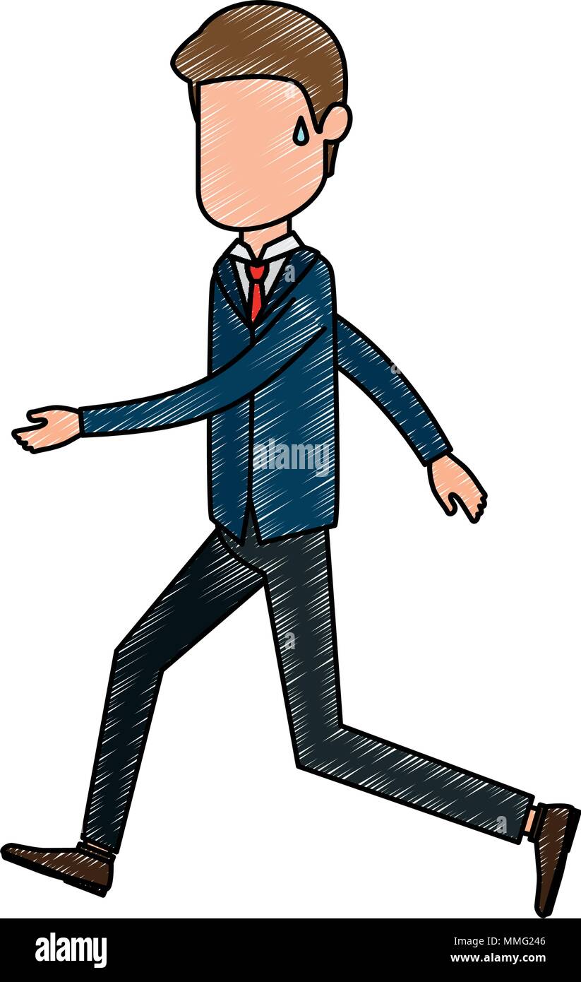 businessman sad running avatar character vector illustration design ...
