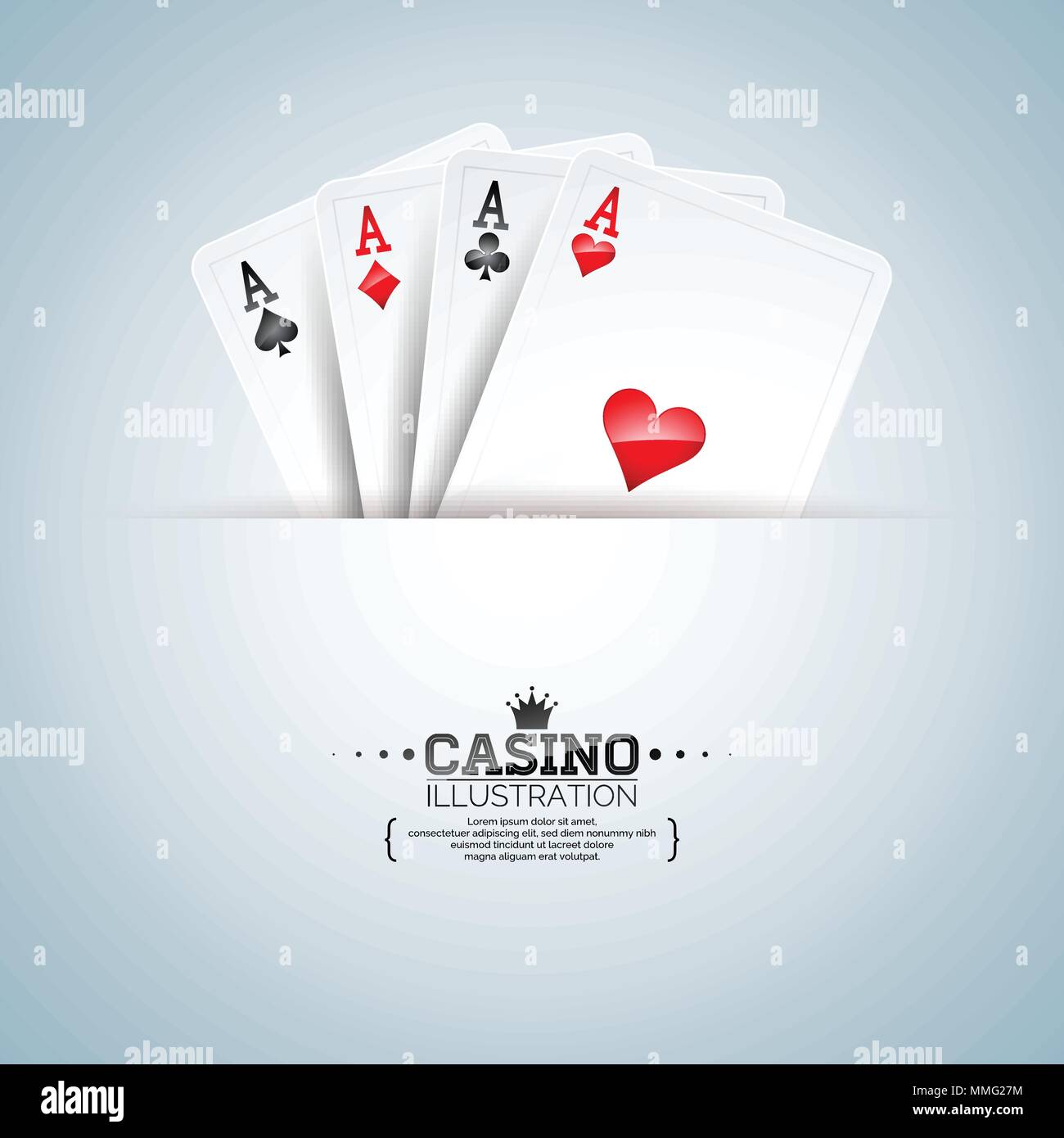 Vector illustration on a casino theme with poker cards on clean ...