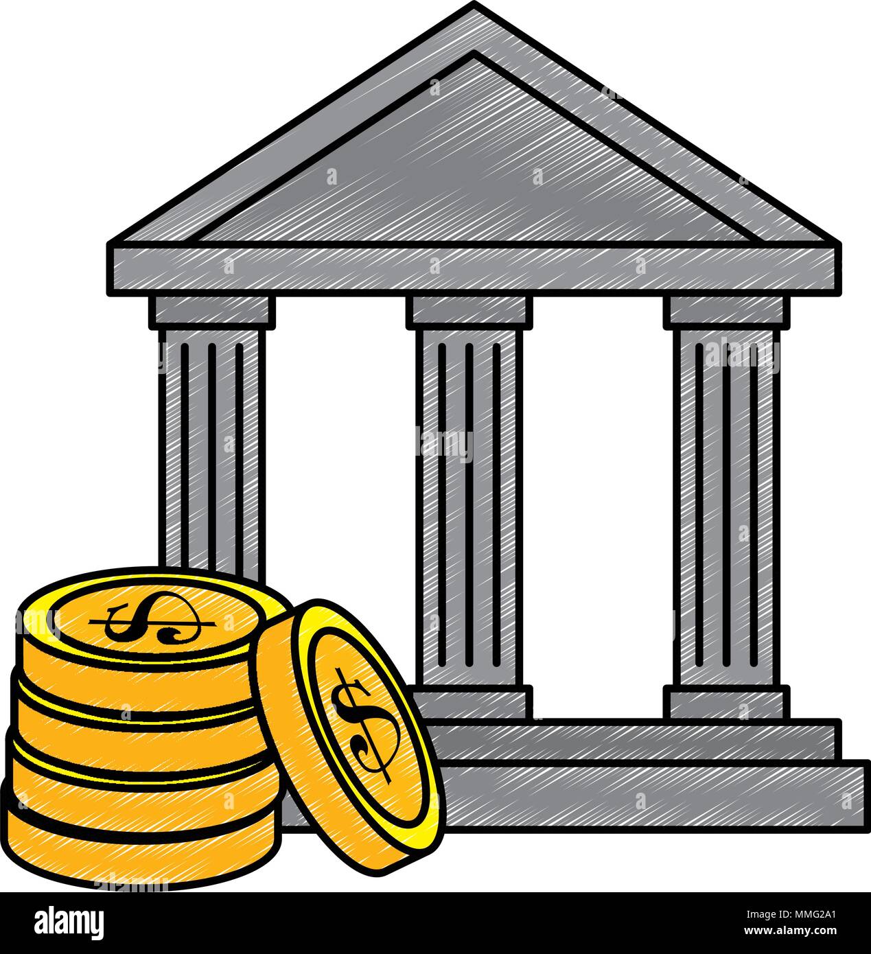 bank building with coins vector illustration design Stock Vector Image ...