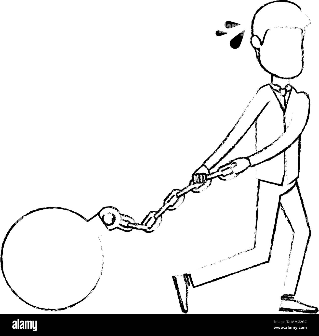businessman sad avatar slave shackle character vector illustration ...