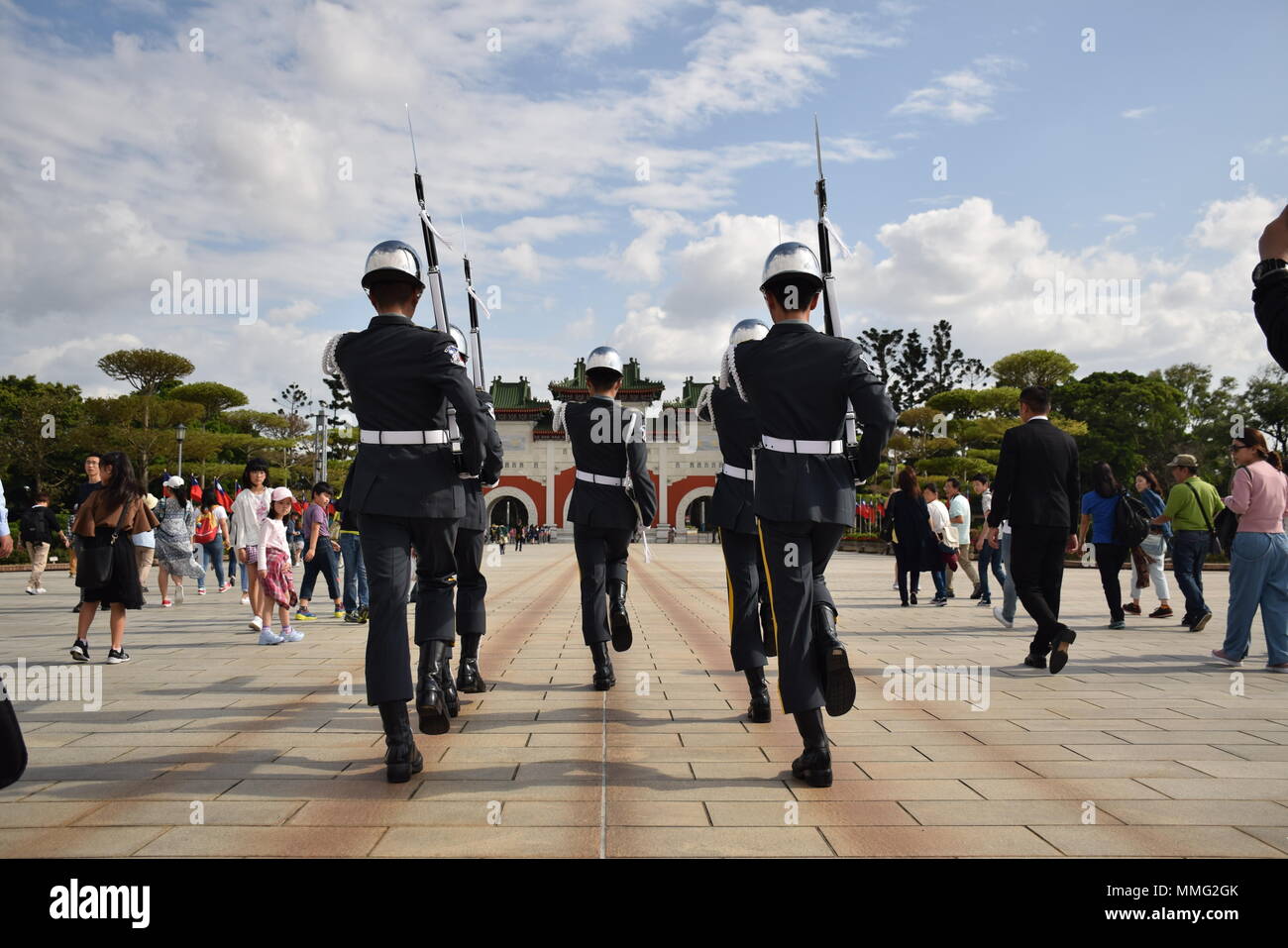 Military officers during the changing of the guard inside the National Revolutionary Martyrs ...