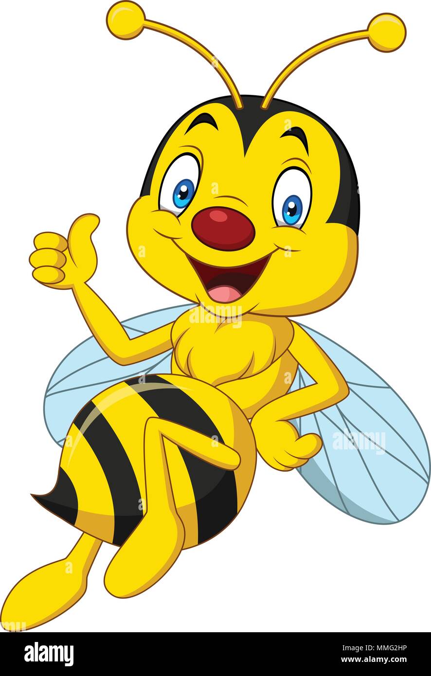 Cartoon happy bee giving thumbs up Stock Vector Image & Art - Alamy