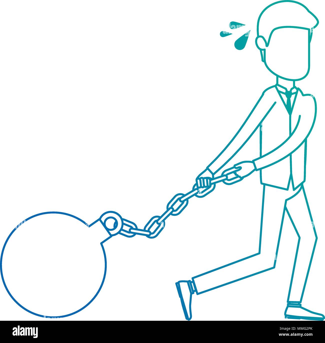 businessman sad avatar slave shackle character vector illustration ...