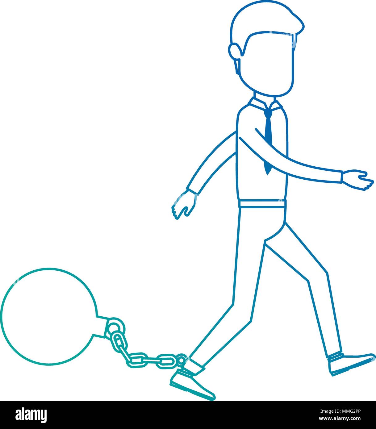 businessman sad avatar slave shackle character vector illustration ...