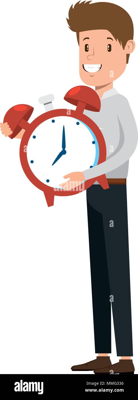 businessman sad with alarm clock avatar character vector illustration ...