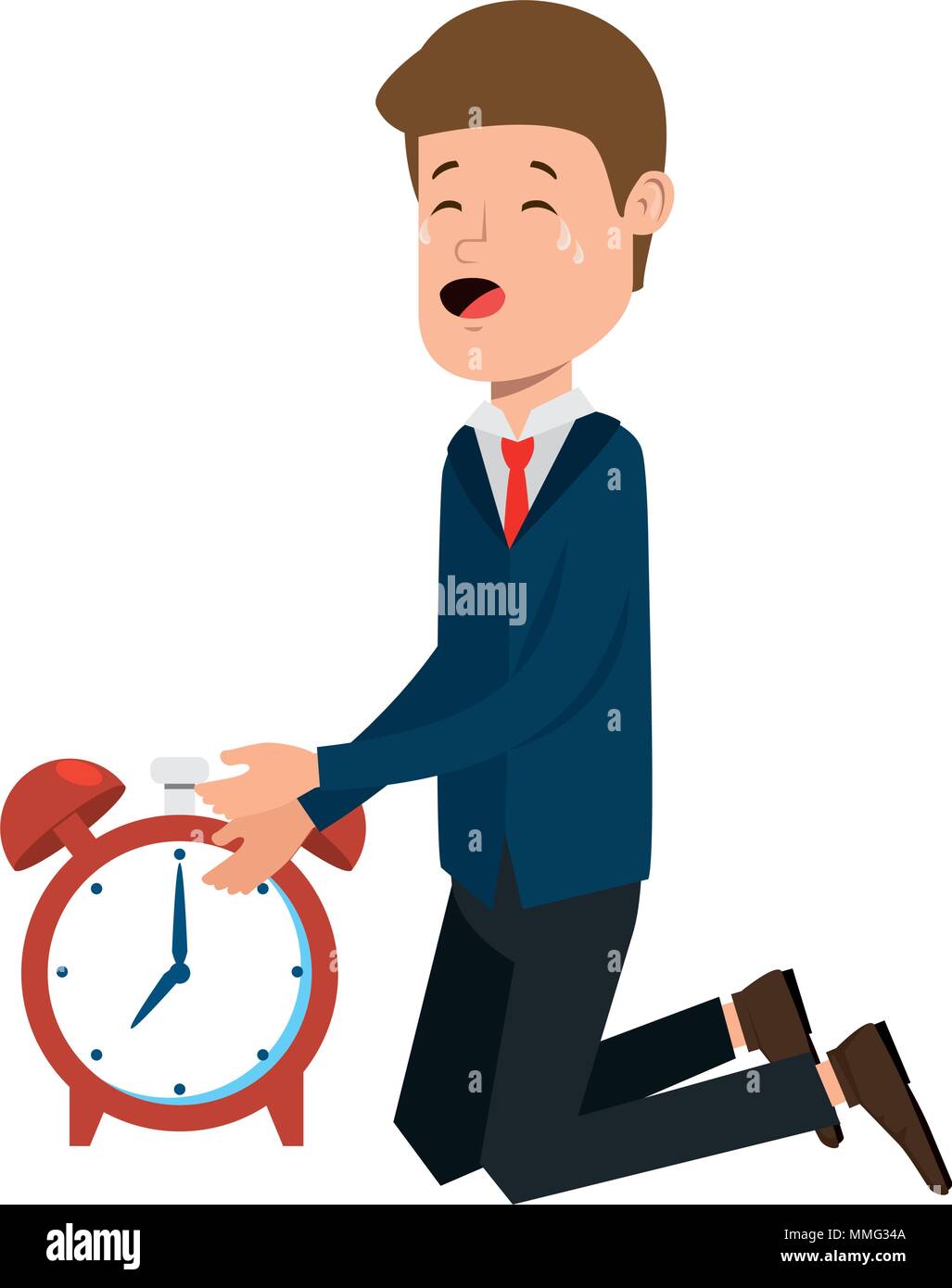 businessman sad with alarm clock avatar character vector illustration ...