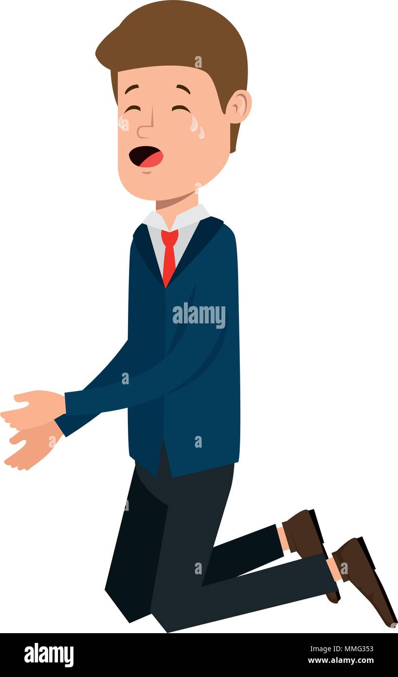 businessman sad knees avatar character vector illustration design Stock ...