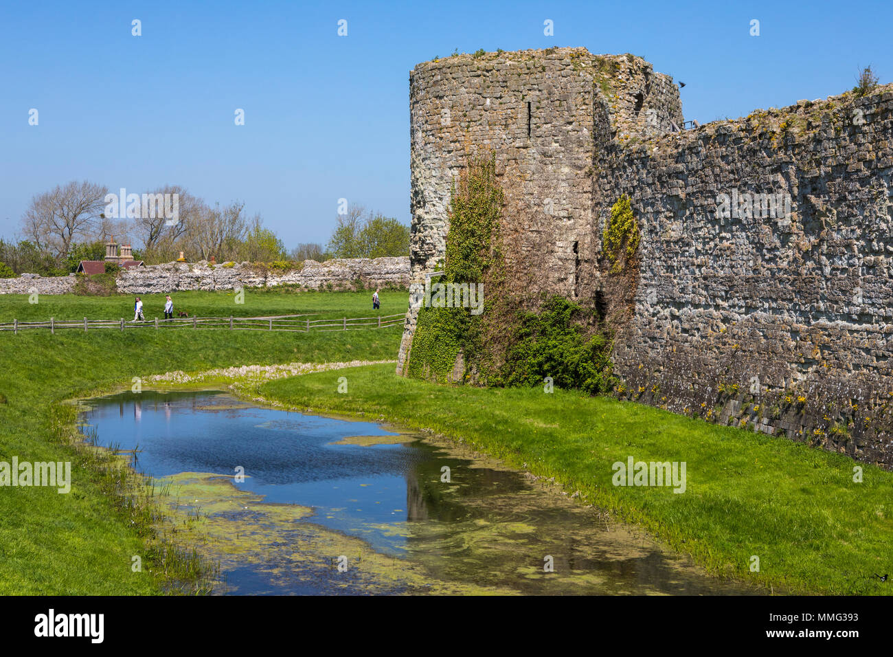 The beautiful ruin of the historic Pevensey Castle in East Sussex, UK ...
